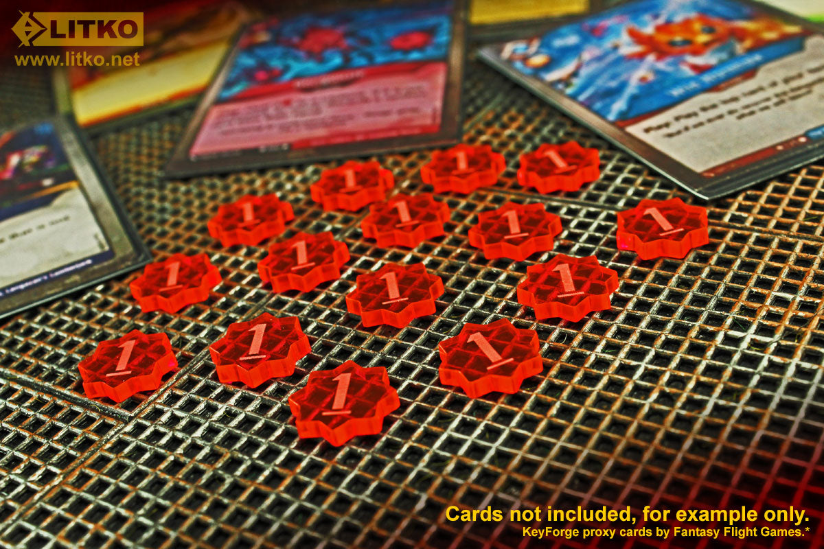 1-Damage Tokens Forged Key Card Game Fluorescent Pink 15