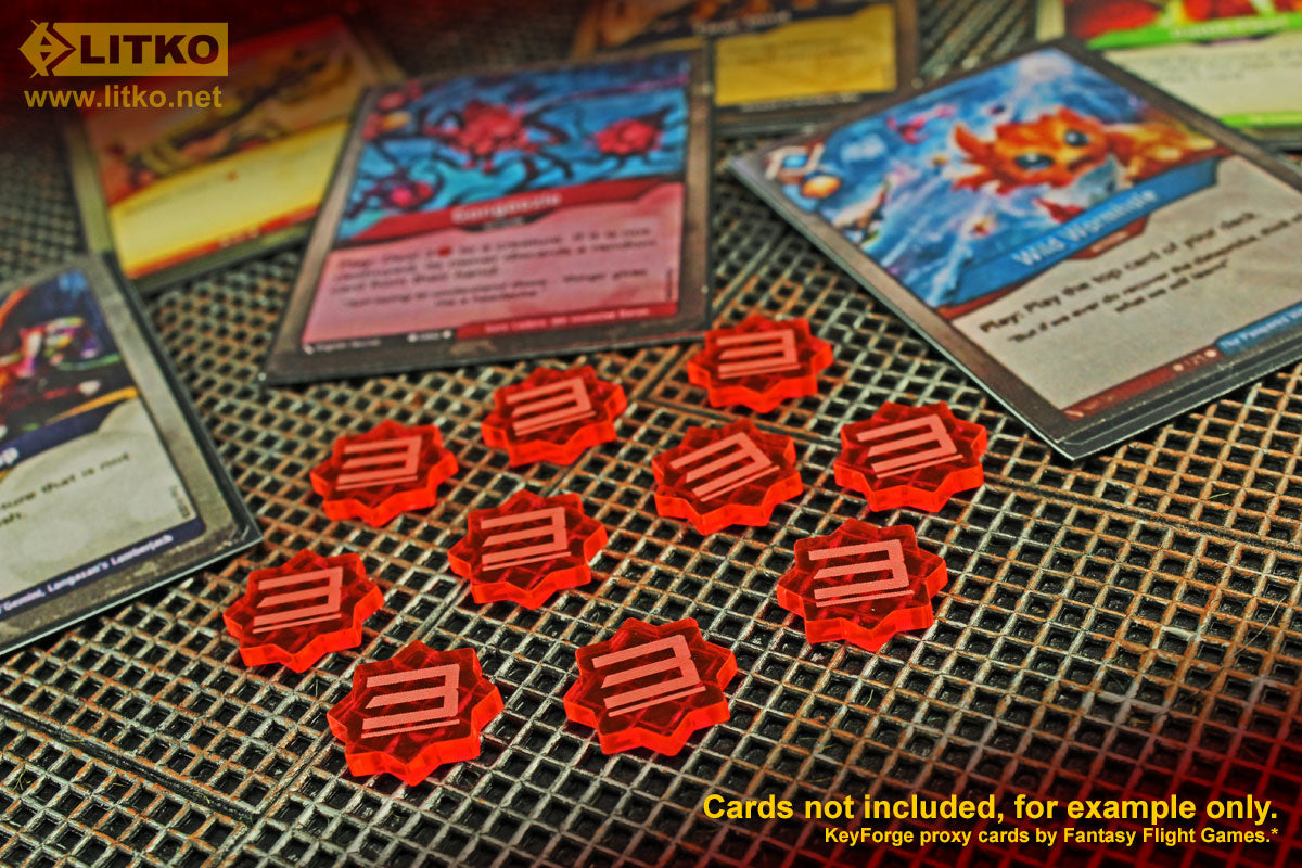 3-Damage Tokens Forged Key Card Game Fluorescent Pink 10