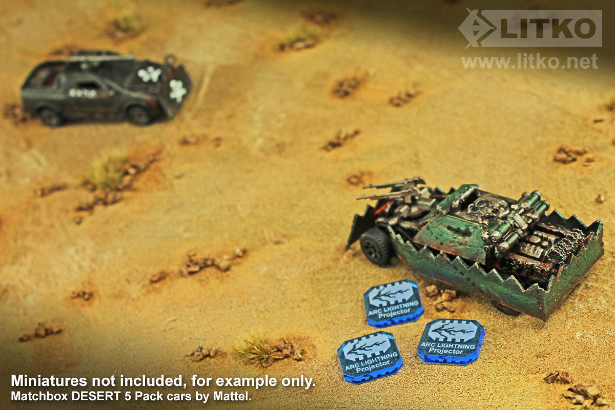 Gaslands Arc Lightning Projector Ammo Tokens Fluorescent Blue 10