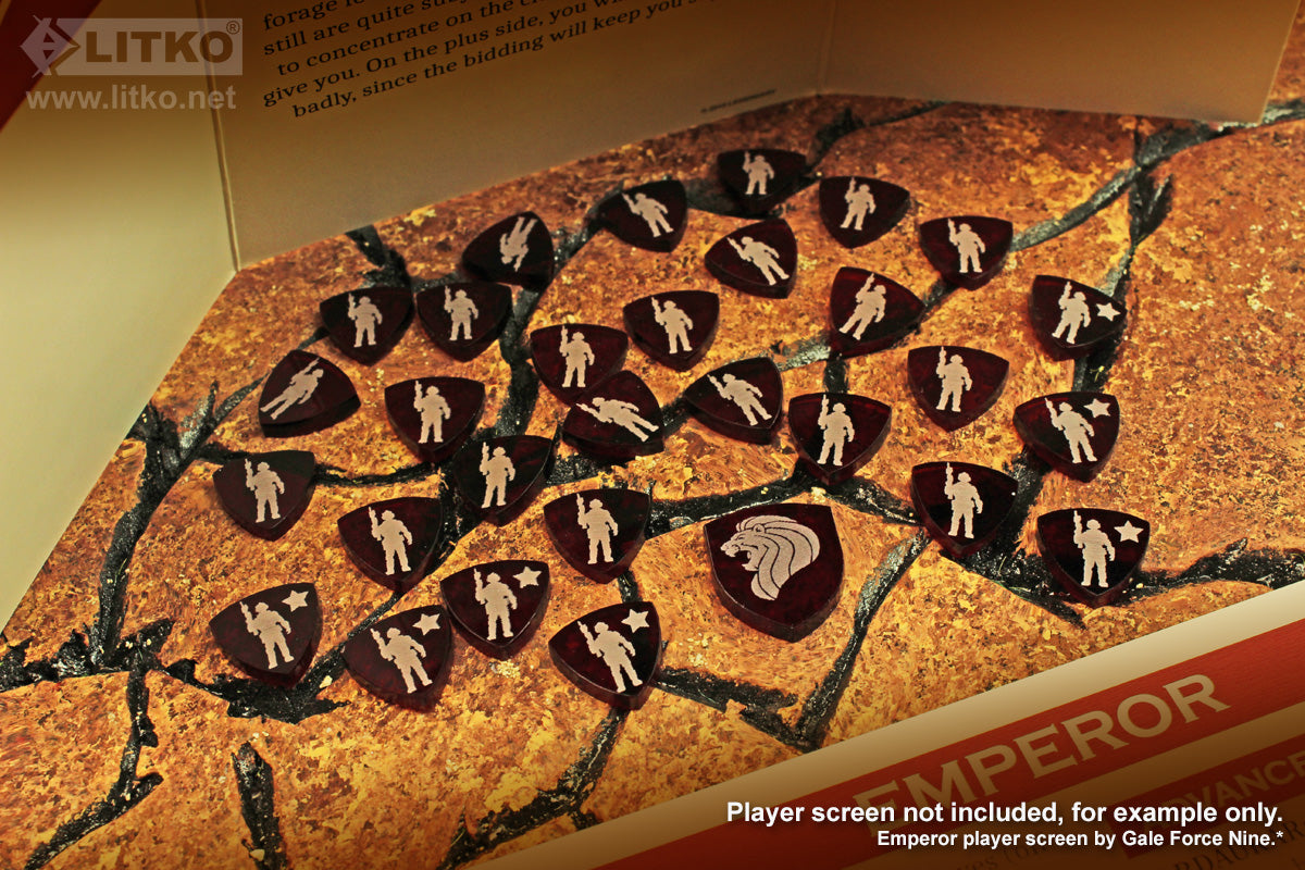 Red Player House & Force Tokens Dune Board Game Translucent Red 30