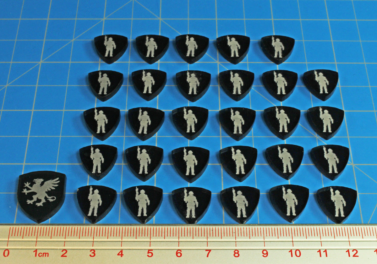 Black Player House & Force Tokens Dune Board Game Translucent Grey 30