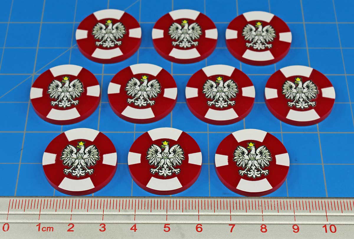 Premium Printed WWII Large Faction Tokens Polish Arms of Poland 10