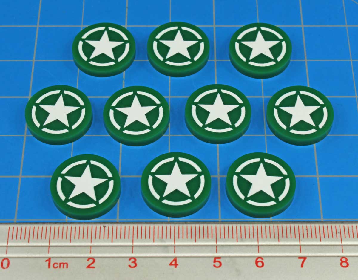 Premium Printed WWII Faction Tokens American Army Green Roundel 10