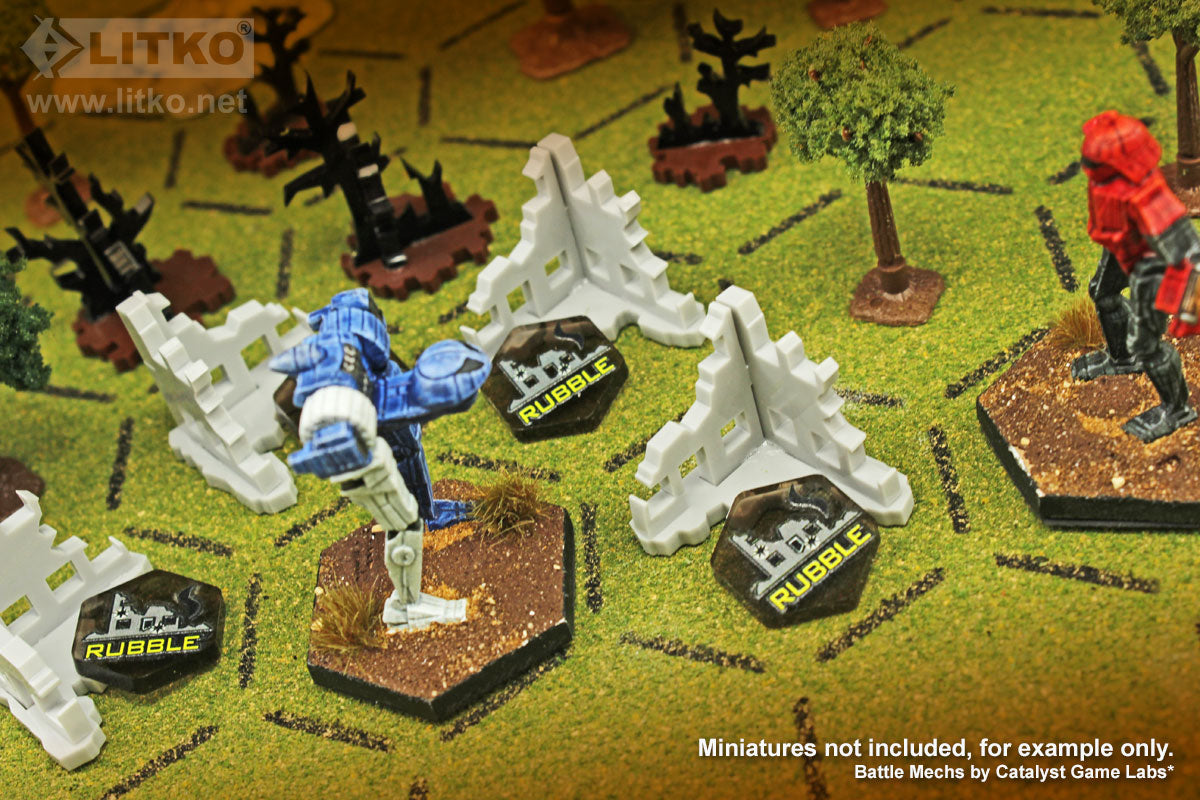 Premium Printed Mecha Battlefield Terrain Rubble Tokens 10