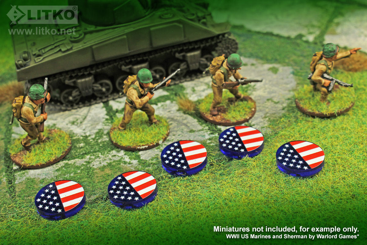 Premium Printed WWII Faction Tokens USA Stars & Stripes 10