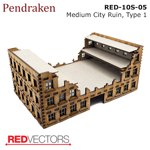 Red Vectors MDF 10mm Medium city ruin, type 1