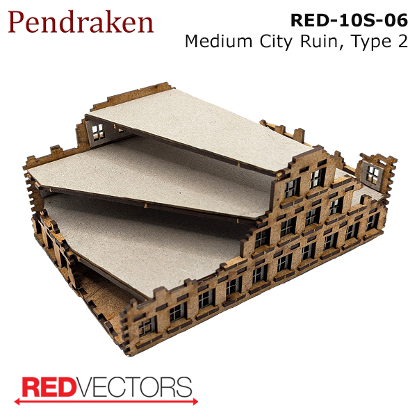 Red Vectors MDF 10mm Medium city ruin, type 2