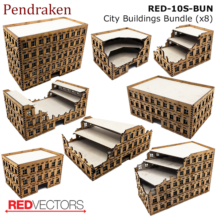 Red Vectors MDF 10mm City Buildings Bundle