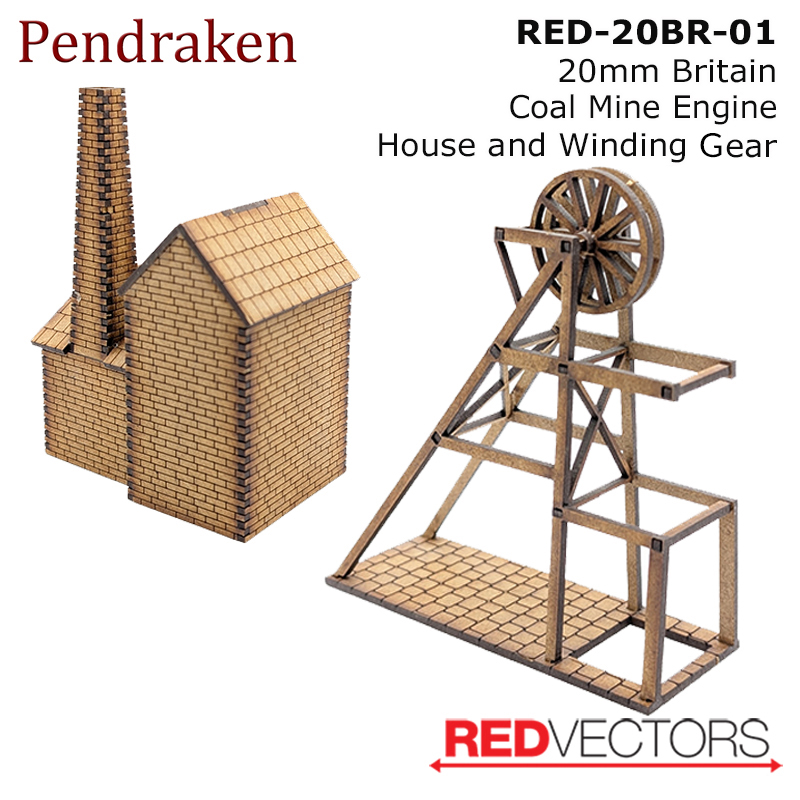 RED VECTORS MDF 20mm Britain Coal Mine Engine House and Winding Gear
