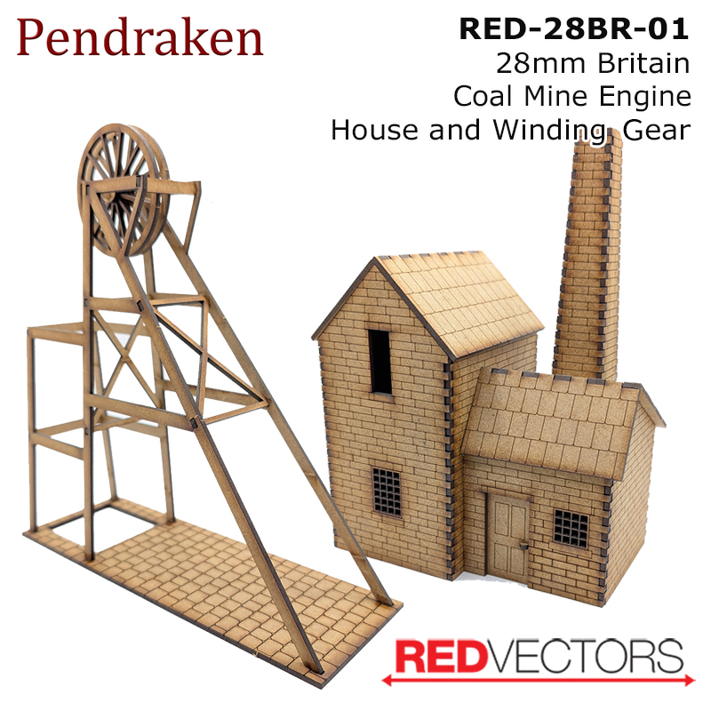 RED VECTORS MDF 28mm Britain Coal Mine Engine House and Winding Gear