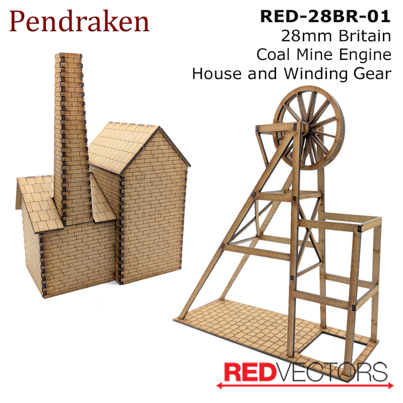 RED VECTORS MDF 28mm Britain Coal Mine Engine House and Winding Gear