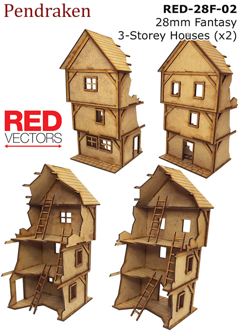 RED VECTORS MDF 28mm 3-Storey Houses