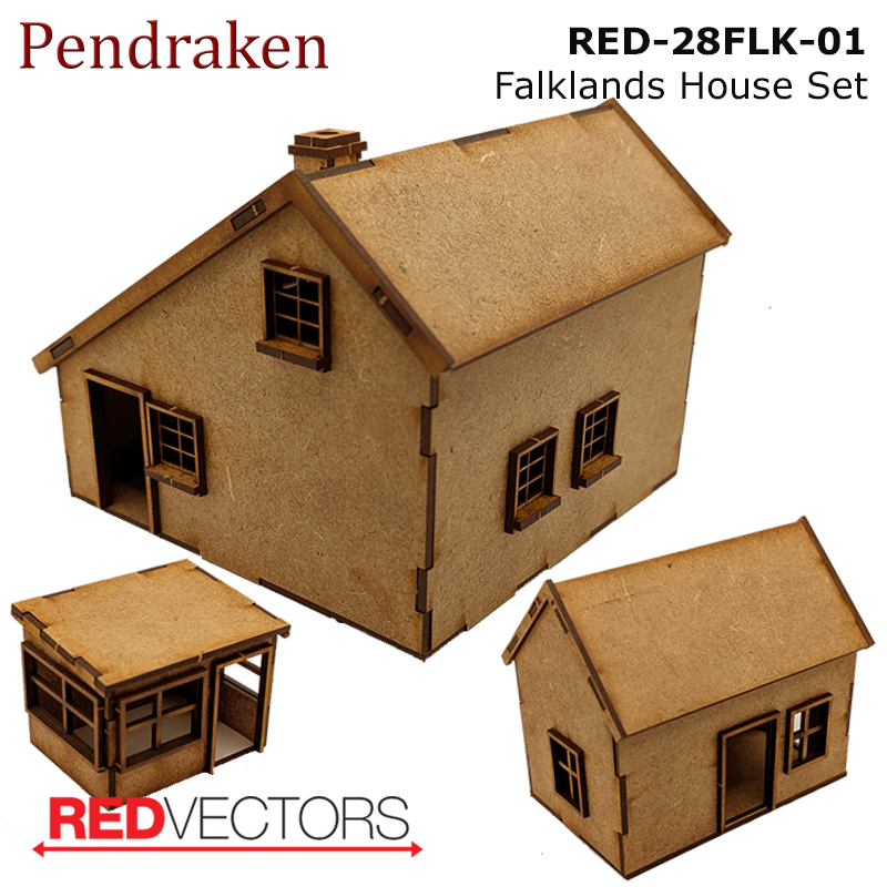 RED VECTORS MDF 28mm Falklands House Set
