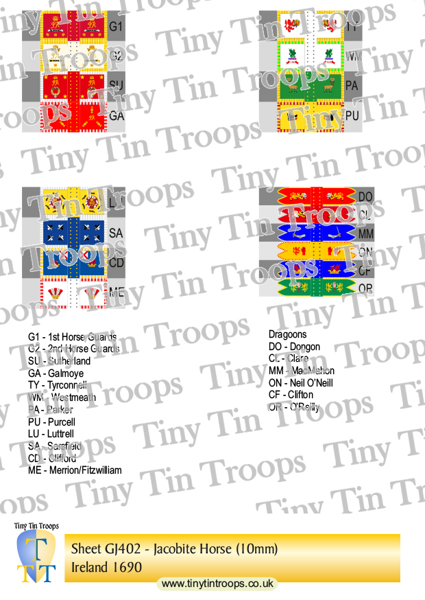 Tiny Tin Troops Flags Jacobite Sheet 2 10mm