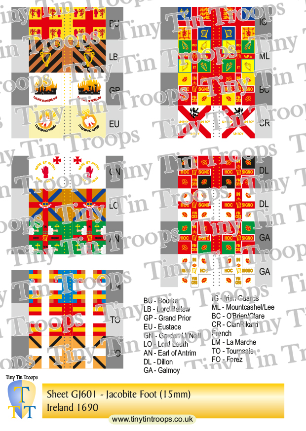 Tiny Tin Troops Flags Jacobite Sheet 1 15mm