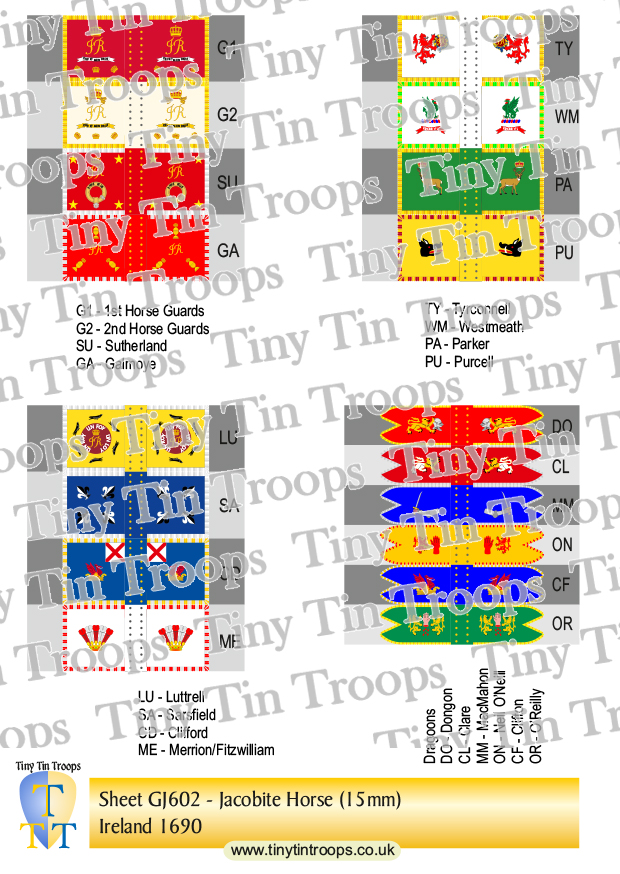 Tiny Tin Troops Flags Jacobite Sheet 2 15mm