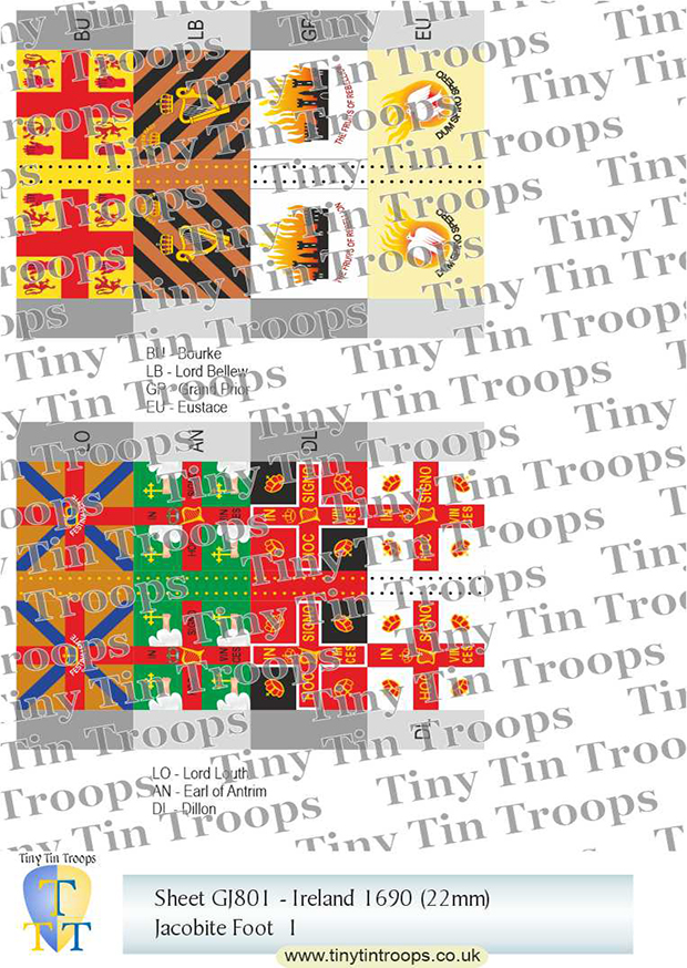 Tiny Tin Troops Flags Jacobite Sheet 1 22mm