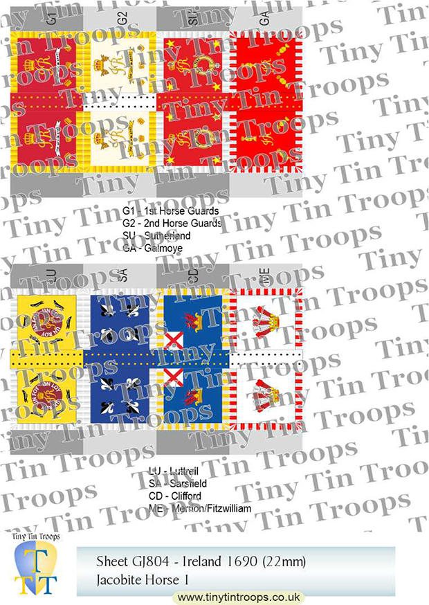 Tiny Tin Troops Flags Jacobite Sheet 4 22mm
