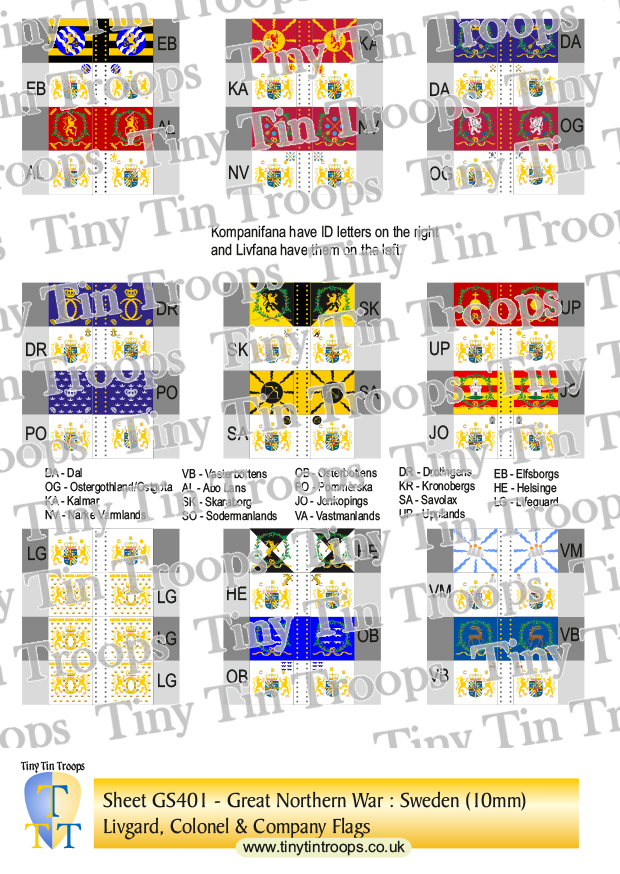 Tiny Tin Troops Flags Sweden 10mm