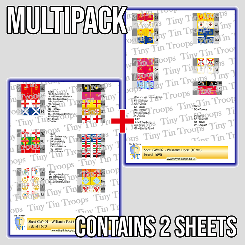Tiny Tin Troops Flags Williamite Set 10mm