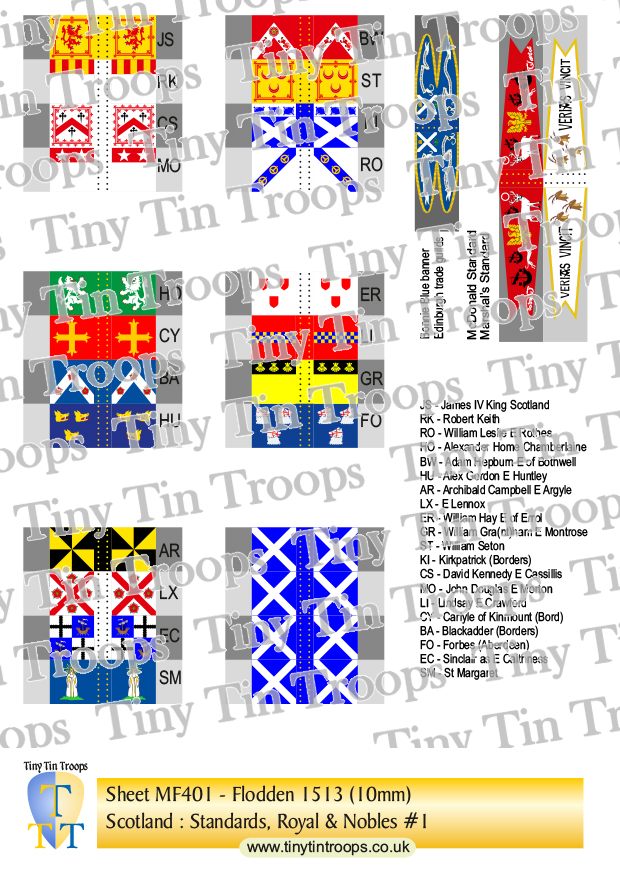 Tiny Tin Troops Flags Flodden Scottish Set 10mm