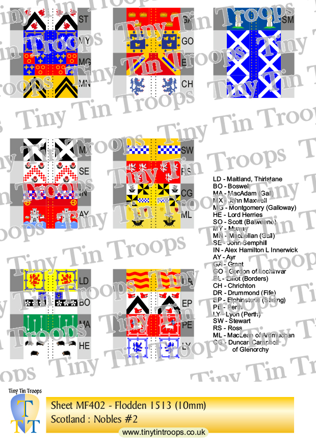 Tiny Tin Troops Flags Flodden Scottish Set 10mm