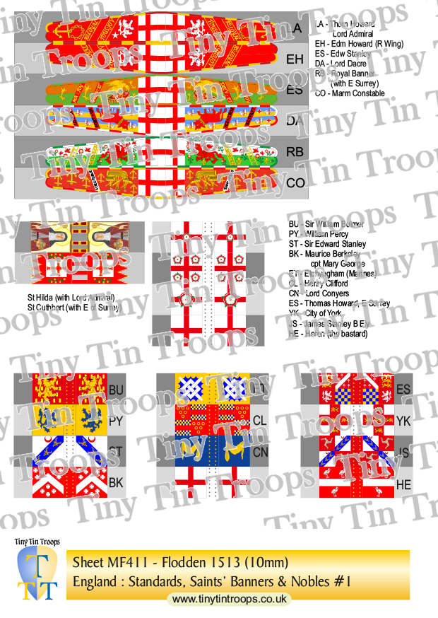 Tiny Tin Troops Flags Flodden English Set 10mm