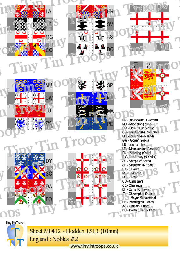 Tiny Tin Troops Flags Flodden English Set 10mm