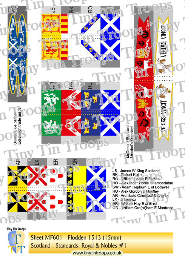 Tiny Tin Troops Flags Flodden Scottish Set 15mm