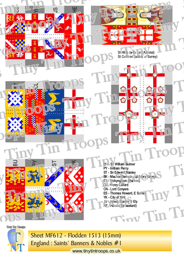Tiny Tin Troops Flags Flodden English Set 15mm