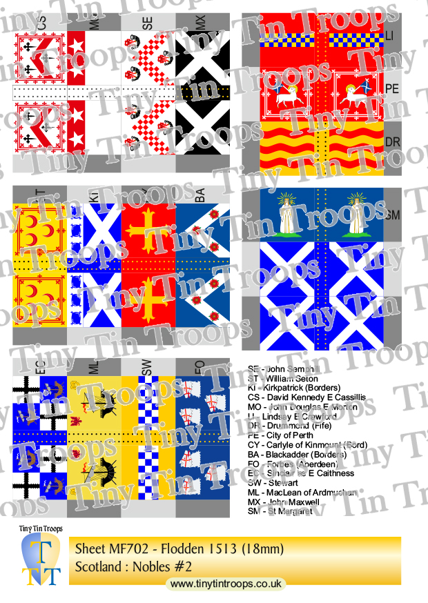 Tiny Tin Troops Flags Flodden Scottish Set 18mm