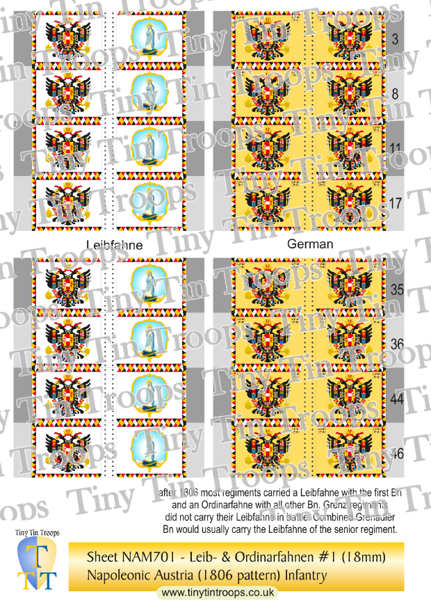 Tiny Tin Troops Flags Austrian 1 Sheet 1 18mm