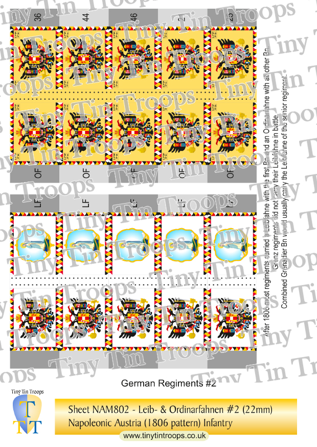 Tiny Tin Troops Flags Austrian Sheet 2 22mm