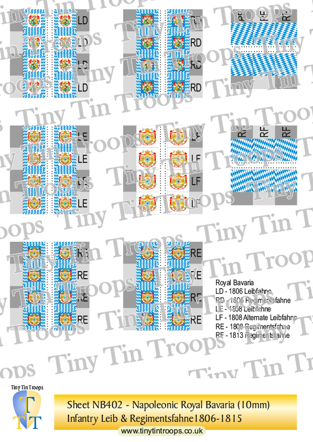 Tiny Tin Troops Flags Bavarian Sheet 2 10mm
