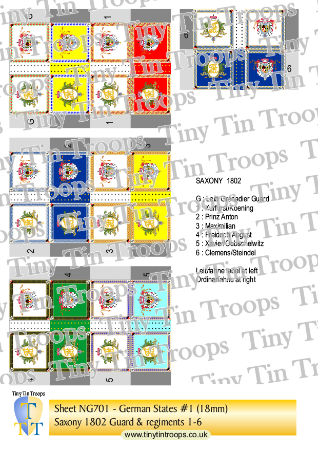 Tiny Tin Troops Flags Saxon 1 Sheet 1 18mm