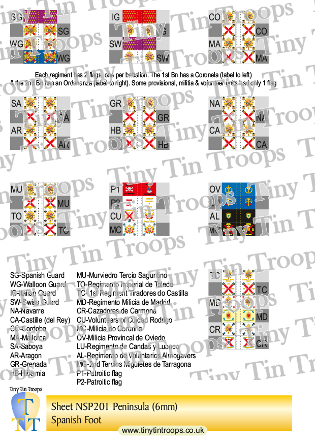 Tiny Tin Troops Flags Spanish 6mm