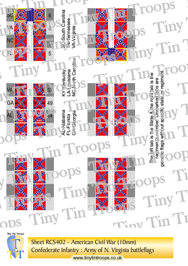 Tiny Tin Troops Flags Confed States Sheet 2 10mm