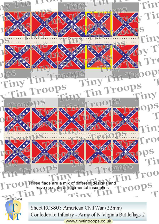 Tiny Tin Troops Flags Confed States Sheet 5 22mm