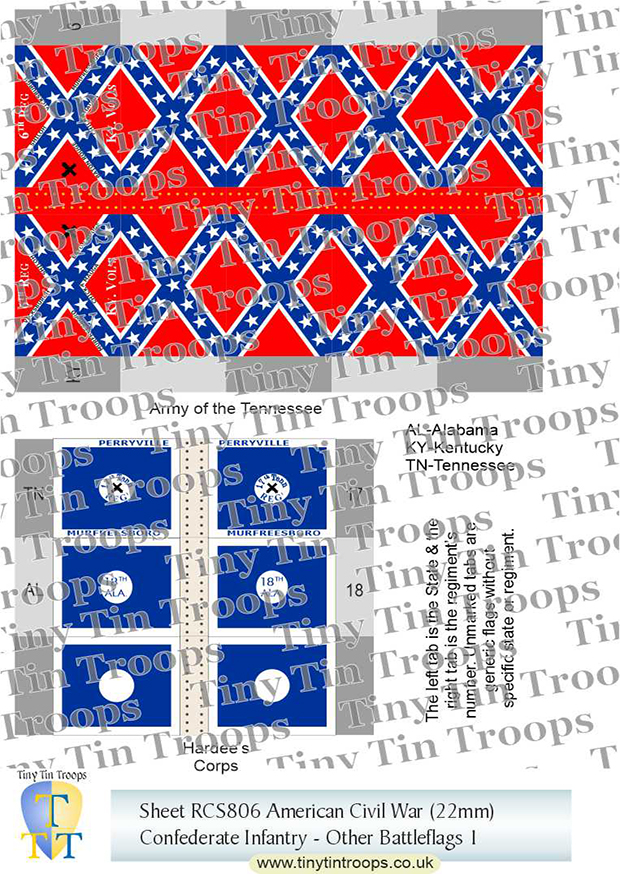 Tiny Tin Troops Flags Confed States Sheet 6 22mm