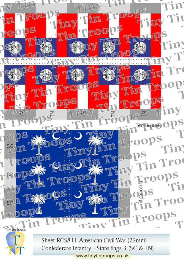Tiny Tin Troops Flags Confed States Sheet 11 22mm