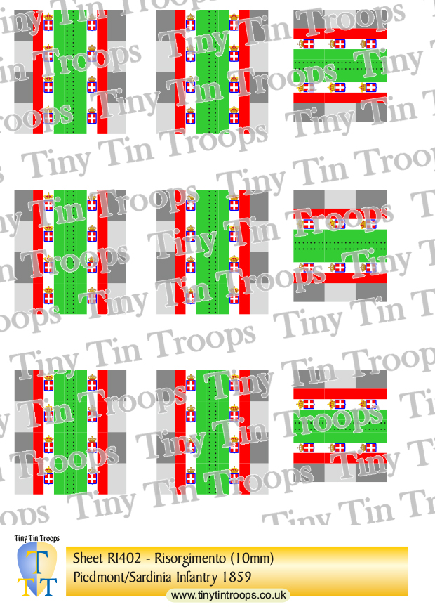 Tiny Tin Troops Flags Risorgimento Italian Sheet 2 10mm