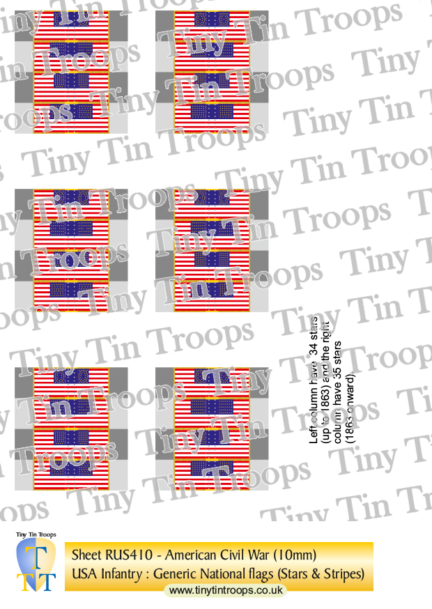 Tiny Tin Troops Flags Union States Sheet 4 10mm