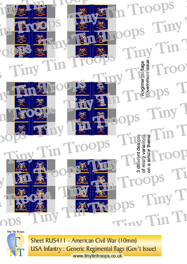 Tiny Tin Troops Flags Union States Sheet 5 10mm
