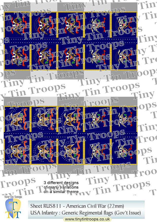 Tiny Tin Troops Flags Union States Sheet 8 22mm
