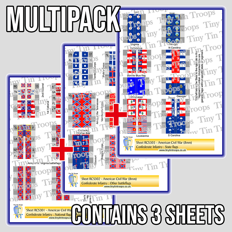 Tiny Tin Troops Flags Confed States Set 8mm