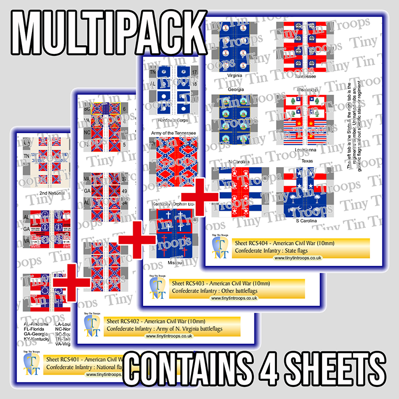 Tiny Tin Troops Flags Confed States Set 10mm