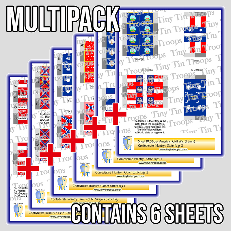 Tiny Tin Troops Flags Confed States Set 15mm