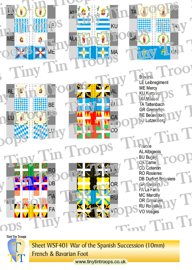 Tiny Tin Troops Flags France & Bavaria - 10mm