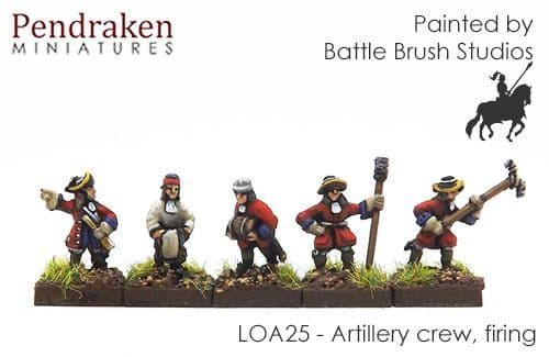 Pendraken 10mm League of Augsburg Artillery crew firing