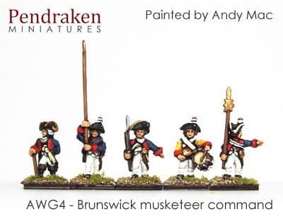 Pendraken 10mm AWI German Brunswick musketeer command